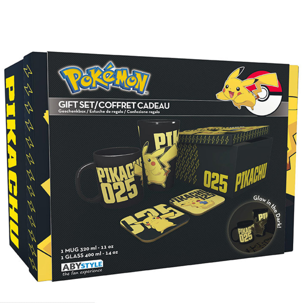 Set Cadou Pokemon - Pahar XXL + Cana + 2 Coastere Glow in the dark
