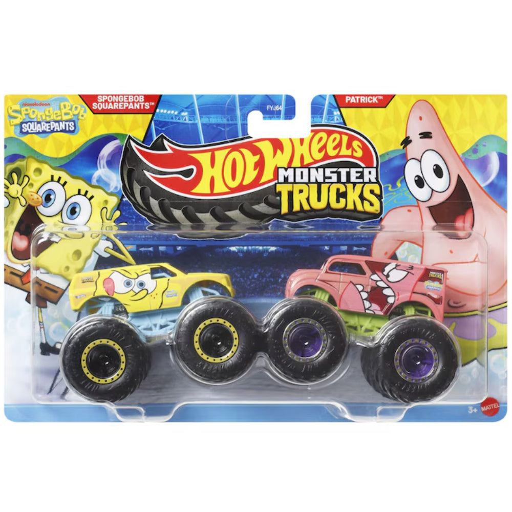 Set 2 Masini Hot Wheels Monster Truck - Spongebob Squarepants si Patri