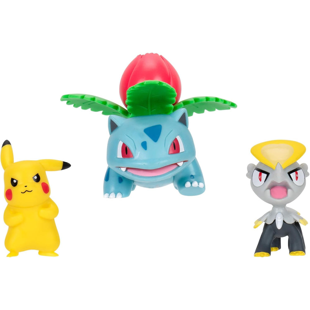 Set 3 Mini Figurine Articulate Pokemon - Pikachu 02, Jangmo-o, Ivysaur
